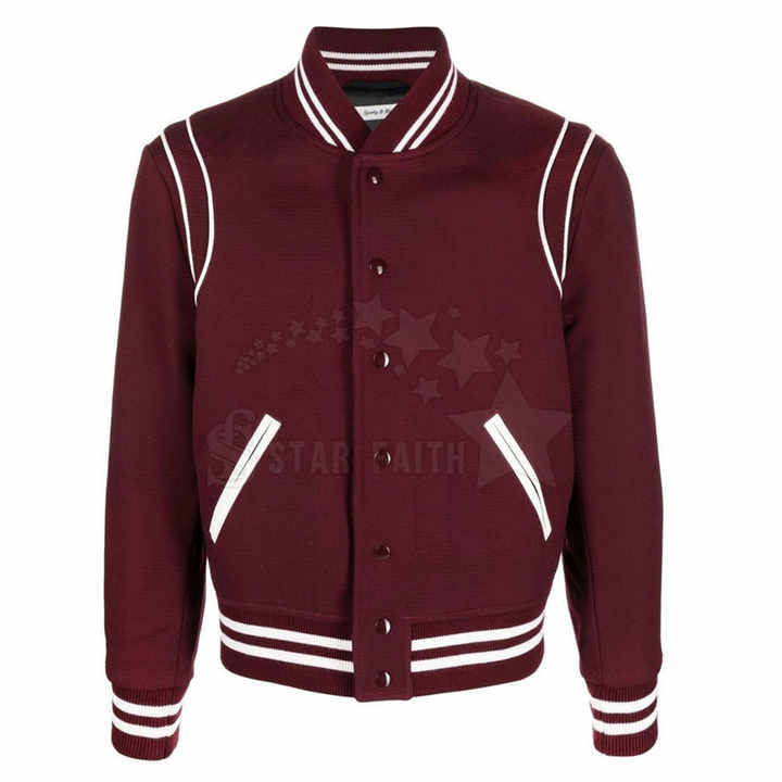 Men Varsity Jacket Wholesale Wool Blend With Custom Snap Buttons ...