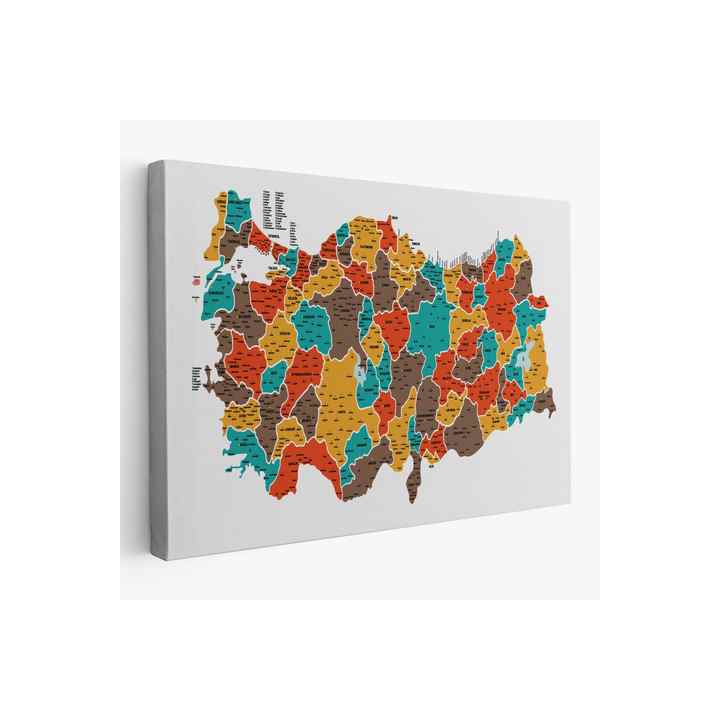 Türkiye Map Canvas Print with Provinces and Districts Detailed ...