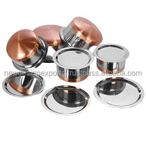 Stainless Steel Cookware Set with Copper Bottom & Lid