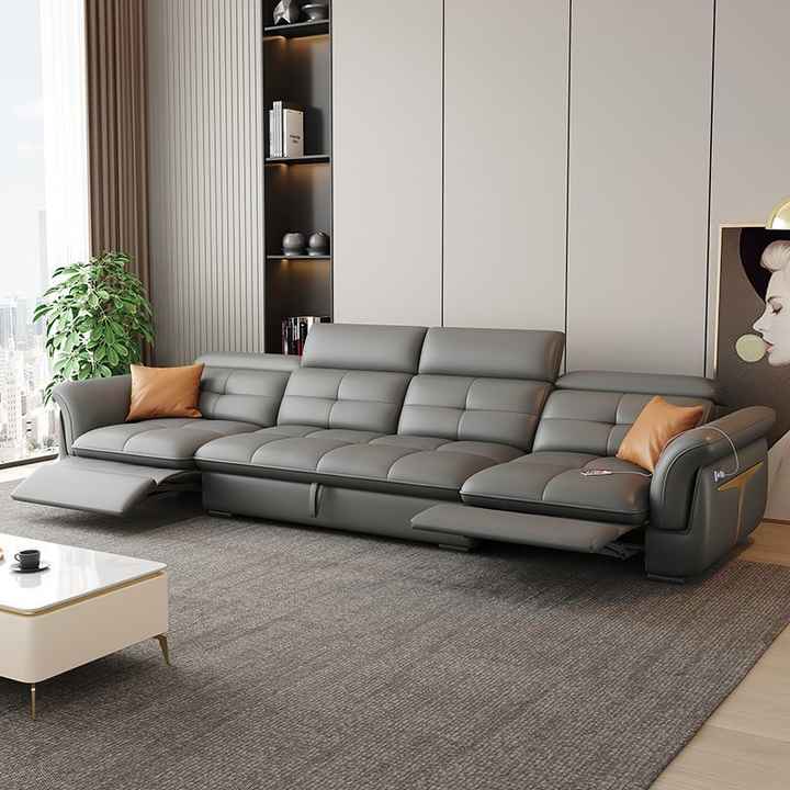 Luxury Electric Leather Sofa Bed - Multi-Functional Living Room Furniture