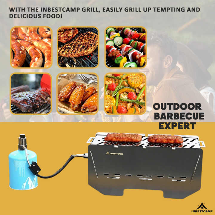 INBESTCAMP Portable Mini BBQ Gas Grill Foldable Stainless Steel Outdoor ...