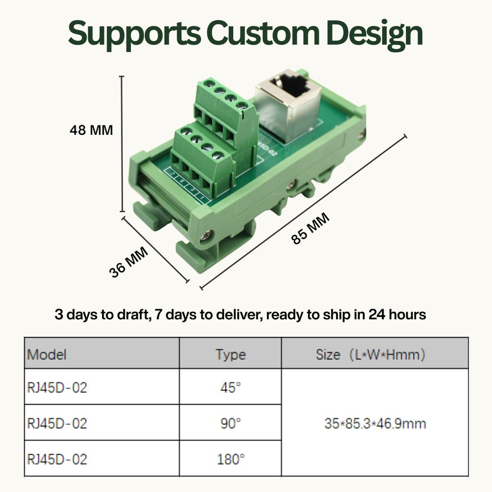RJ45 Solder Free Terminal Block Breakout Board Single Dual Port Female ...