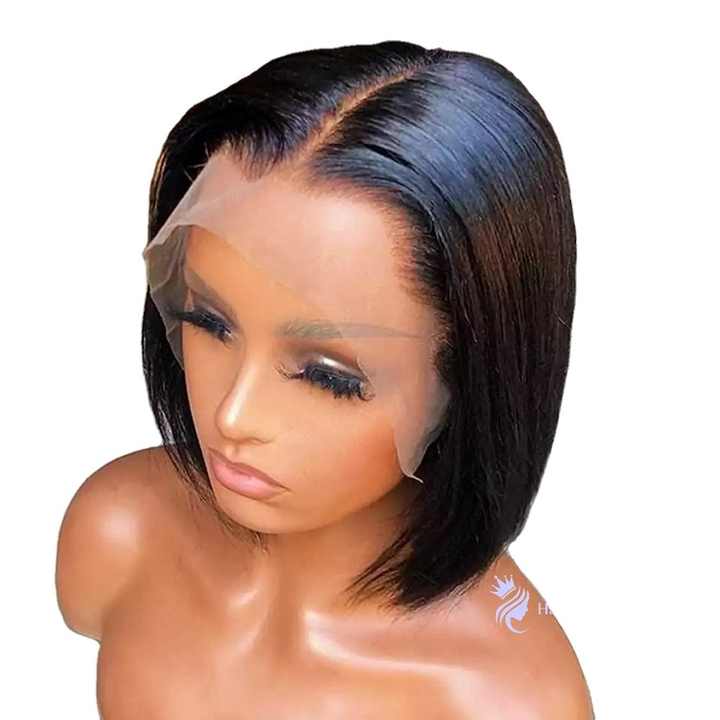 100% Unprocessed Human Bob Straight Lace Frontal Short Bob Hair Wigs ...