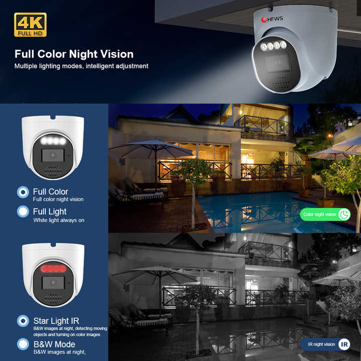 8MP Hik Compatible Full Color Poe CCTV Camera - IP65 Waterproof