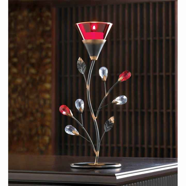 Pink Glass Shade Acrylic Candle Holder Single Candle Showpiece Item ...