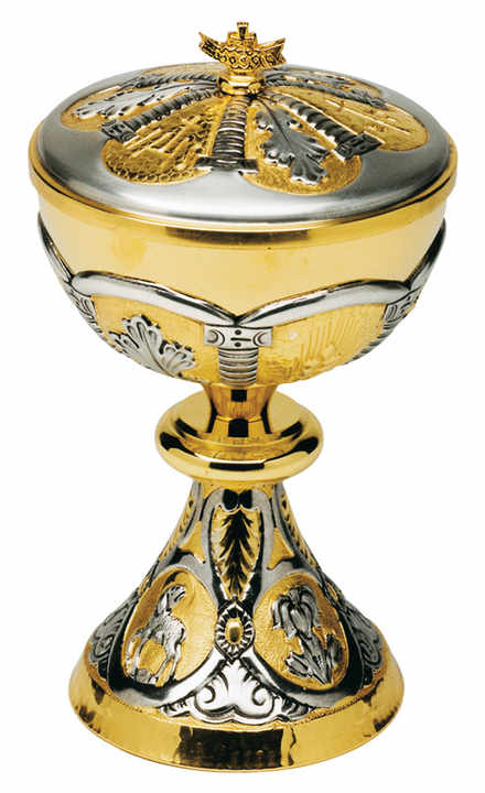 Fancy Design Chalice with Ciborium Set for Home Church