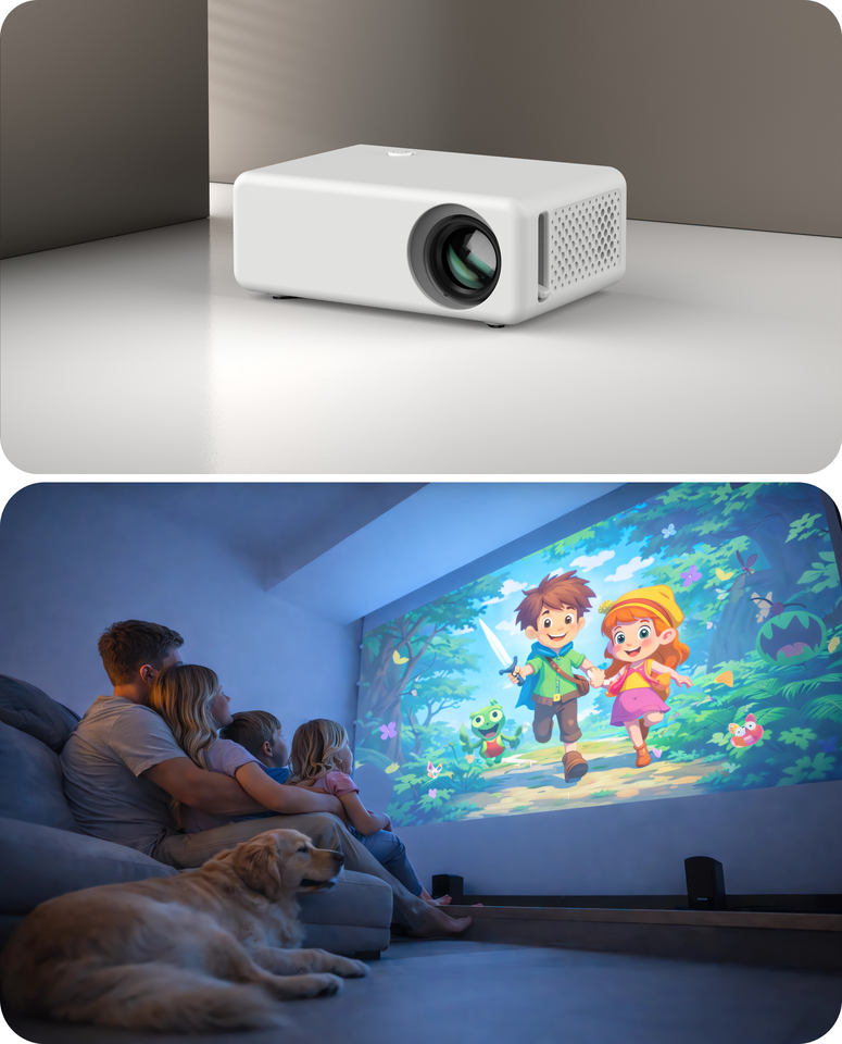 L02 720P LED Mini Projector with for Quality HIFI STEREO Built-In ...
