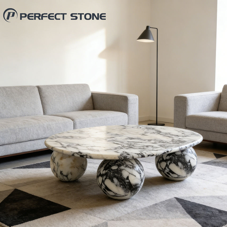 PerfectStone Luxury Veined Round Natural Stone Calacatta Viola Marble ...