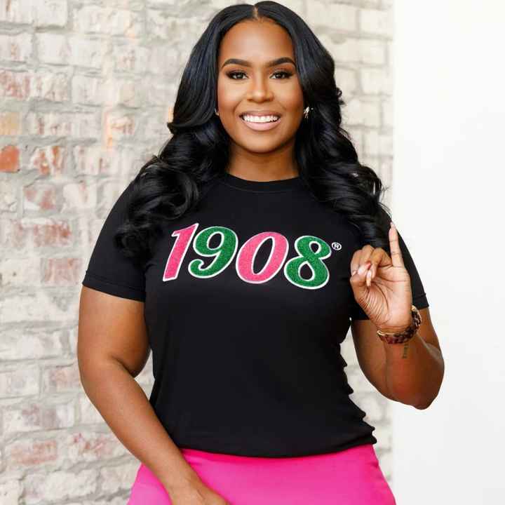 Green Founding Year for AKA Sorority Chenille Tee Premium Cotton Greek ...