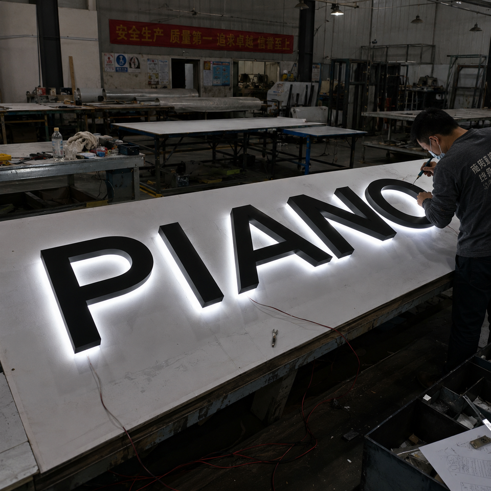 Custom Led Lighted Letter logo 3d Illuminaterd Business Acrylic Metal ...