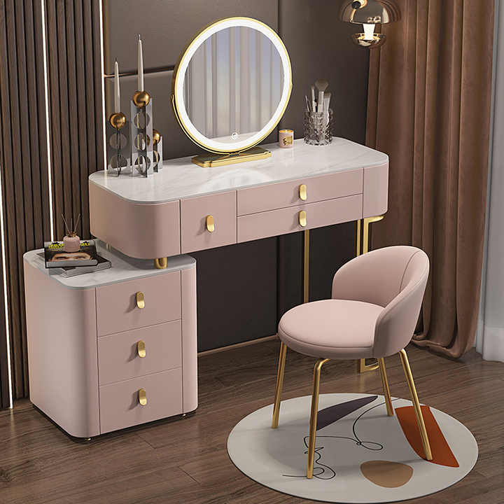 Modern Gold Legs Dresser Table & Makeup Vanity with Mirror ...