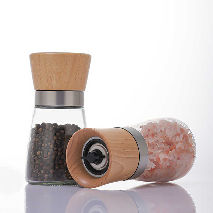 Beech Wooden 150ml See Salt Pepper Grinder Set Manual Adjustable ...