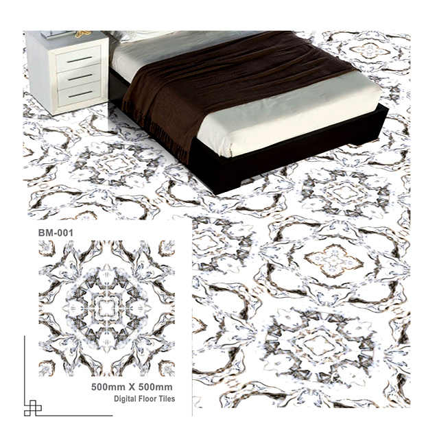 Floral Design Marble Pattern porcelain Tiles Digital Punch 500x500 mm ...