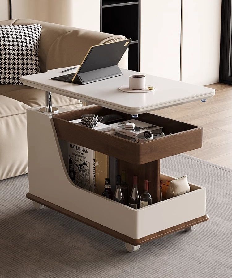 Movable Coffee Table - Multifunctional Solid Wood Design