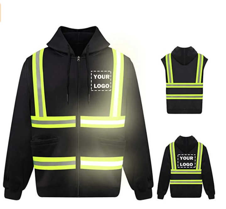 Customized High Reflective Full Zipper 3M Roadway Safety Nigh Fleece ...