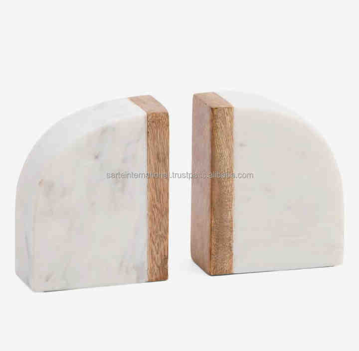 Handmade Nordic Travertine Bookends Decorative Stone Book Stand Elegant ...