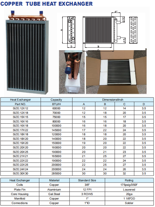 Copper Aluminum Radiators Coil - High Efficiency Heat Exchanger