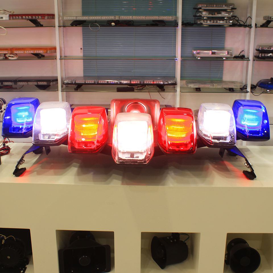 V Shape LED Flashing Emergency Warning Speaker Security Car Lightbar