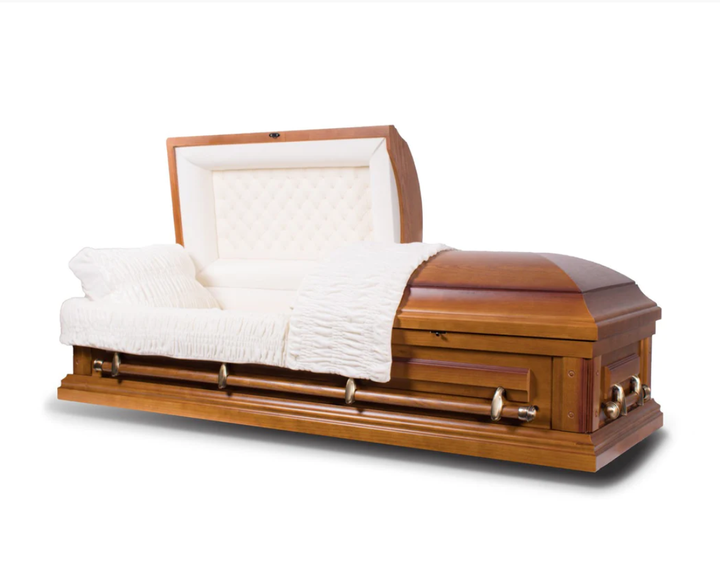 Solid Oak Wood Casket Funeral Casket Solid Wood Burial Vault Combo Bed ...