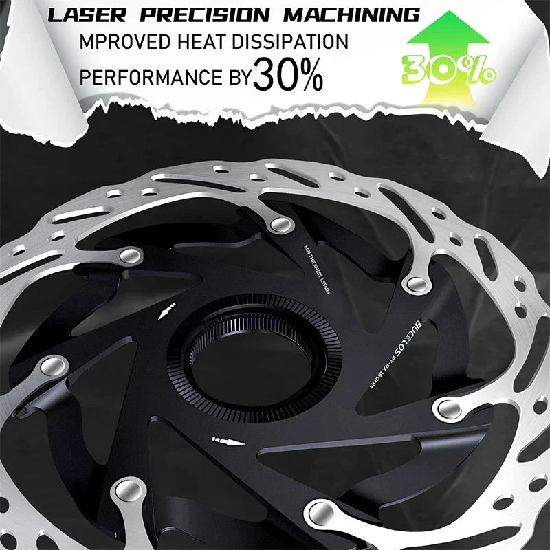 BUCKLOS Mountain Bike Center Lock Hydraulic Disc Brake Floating Rotor ...