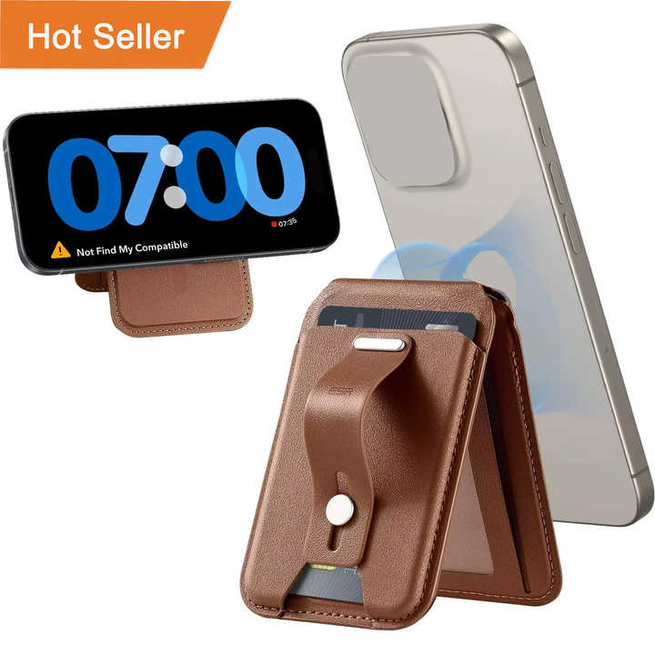 Wholesale Leather Magnetic Smart Phone Grip Wallet Stand