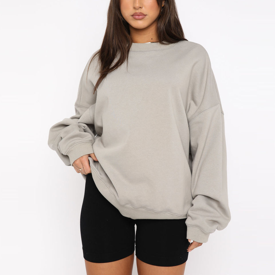 Custom Women's Oversized French Terry Pullover Sweatshirt Embossed ...