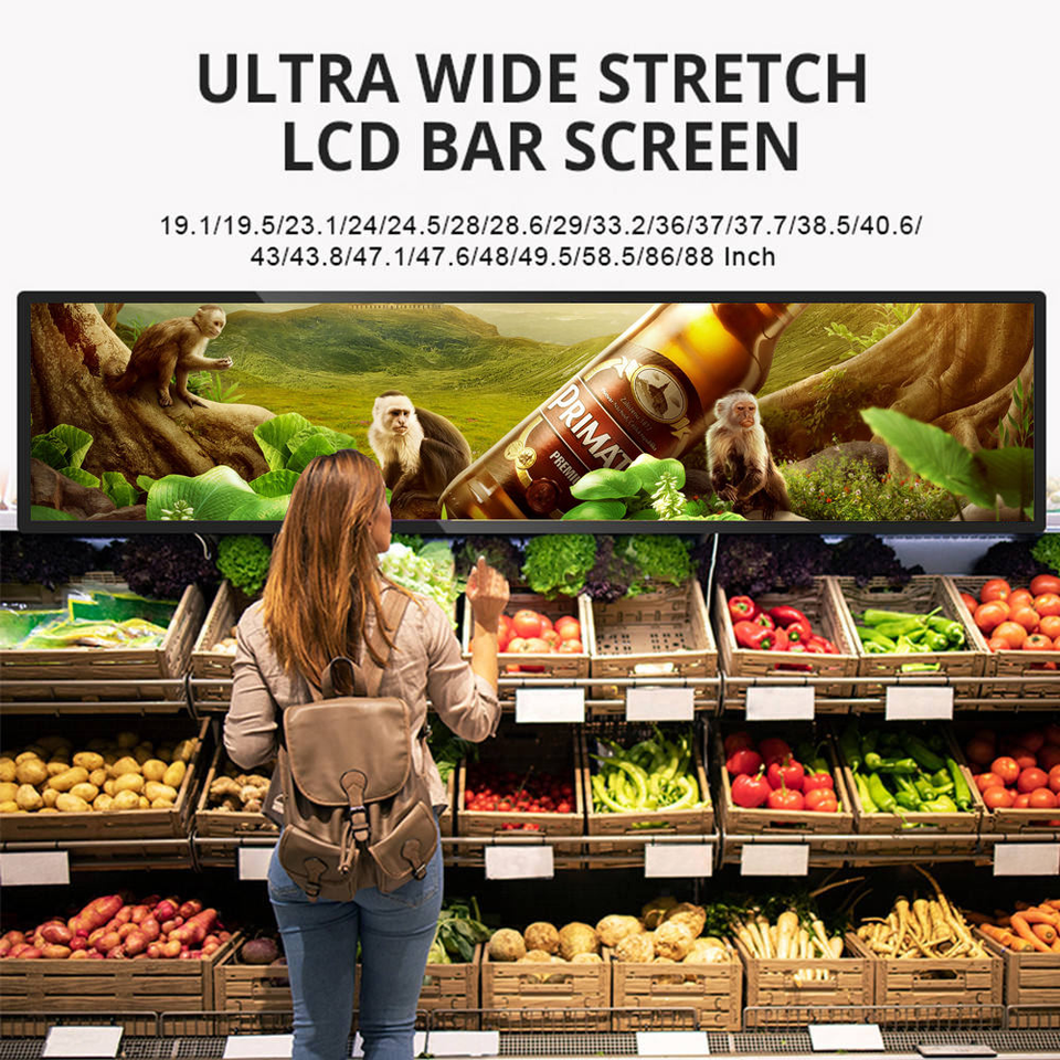 Lcd Screen Stretched bar Digital Shelf Display/edge Display/wide Lcd ...