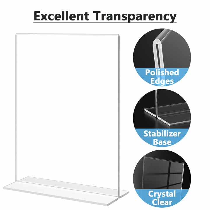 Clear Acrylic Sign Holder - Double Sided Display Stand