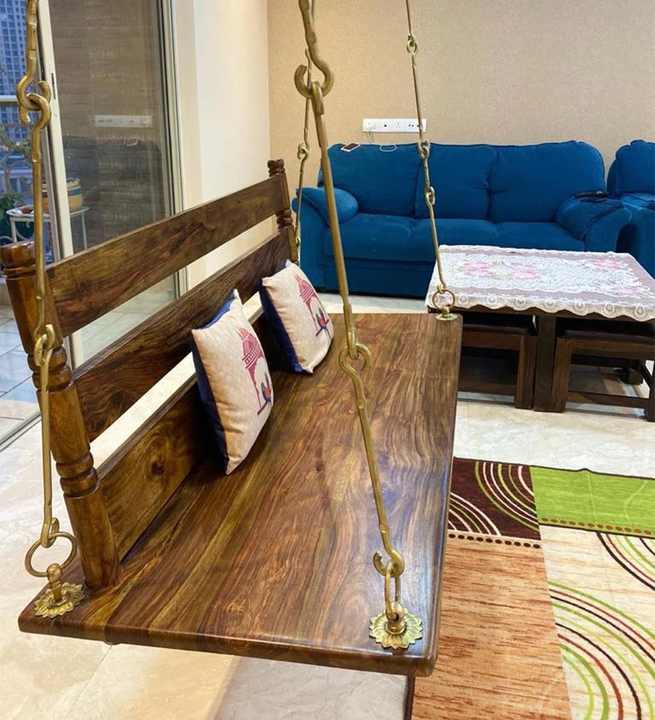 Carved Wooden Swing Jhoola - Elegant Mid-Century Design