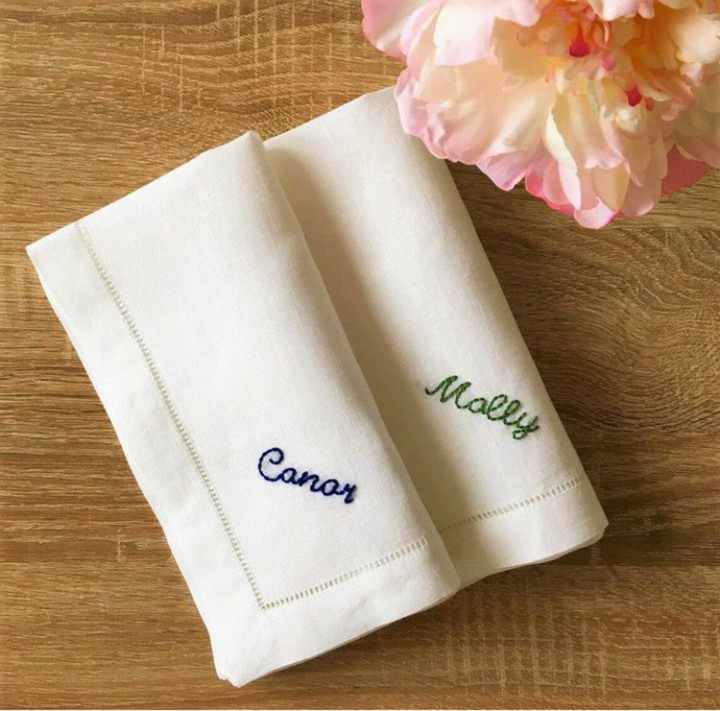 100% Linen Hemstitch Tea Napkin - Fine Dining Table Linen White ...