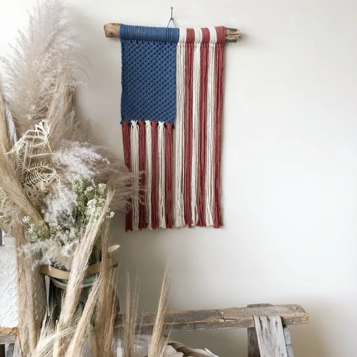 Handmade Macrame American Flag - Perfect for July 4th