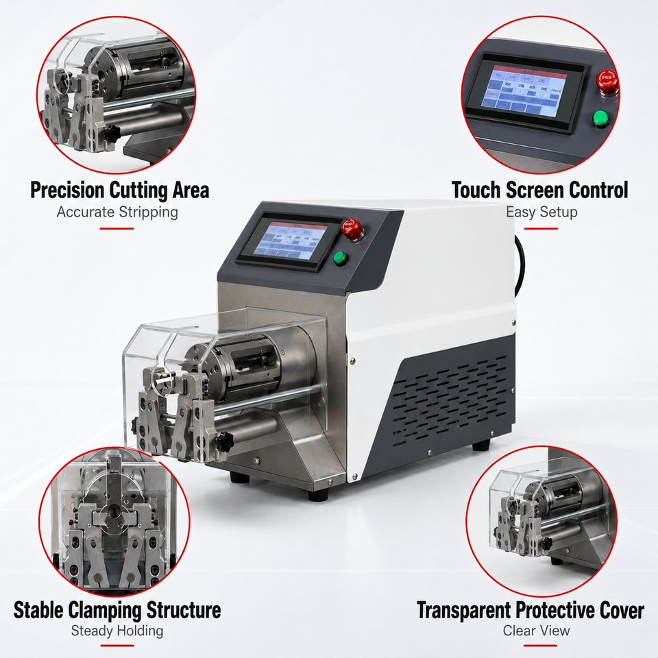 MD-8015 Coaxial Cable Stripping Machine 1.5-15mm 9 Layers 80mm RF RG ...