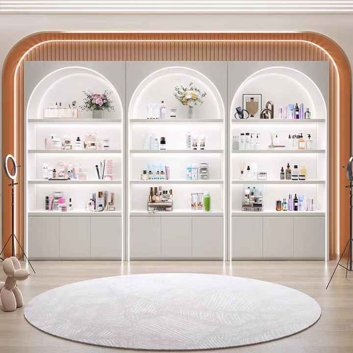 Cosmetic Store Display Kiosk with LED Spot Lights Skin Care Showcase ...