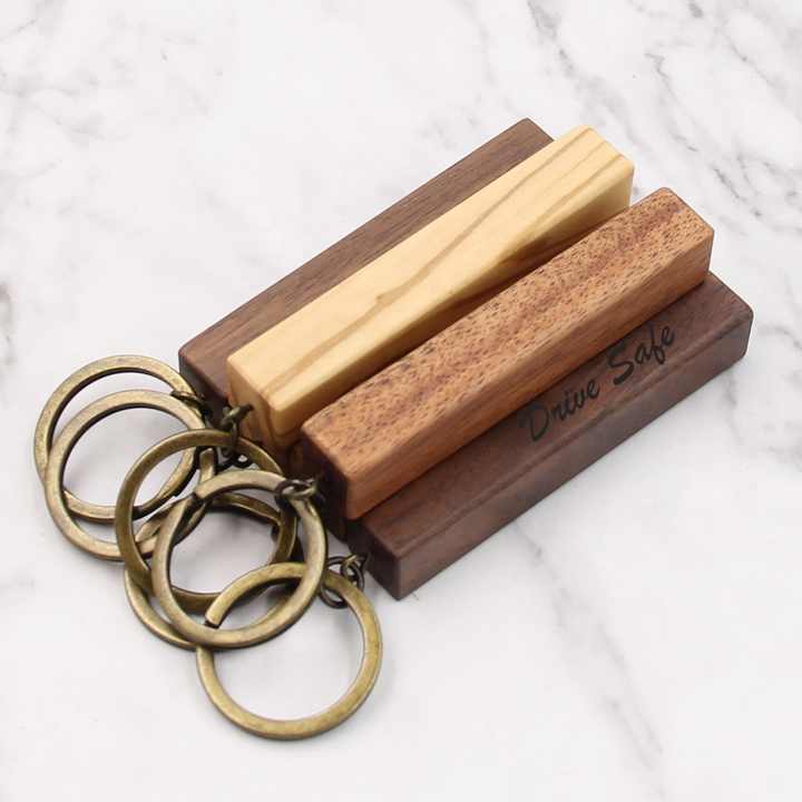 Blank Bar Shape Koa Wood Keychain Quality Wood Gift Engraved Wooden Key ...
