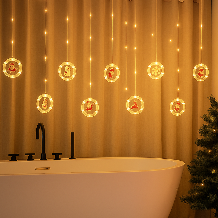 LED Christmas Pendant String Lights 3M Fairy Curtain Lights with Santa ...