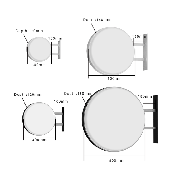 Modern Front-Illuminated Round Double-Sided Light Box with Vacuum ...