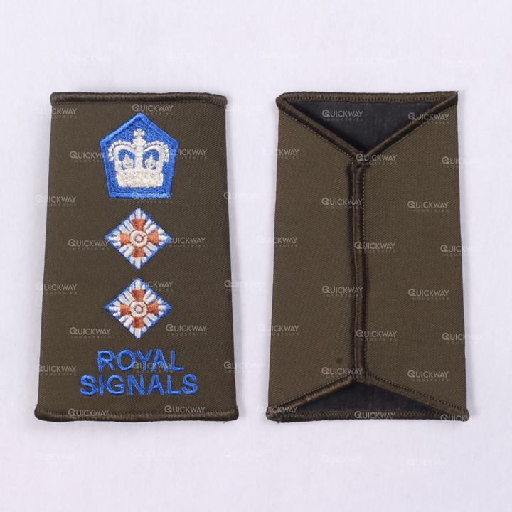 Royal Signals Olive Green Rank Slides (Pair) Right Shoulder Multy Color ...
