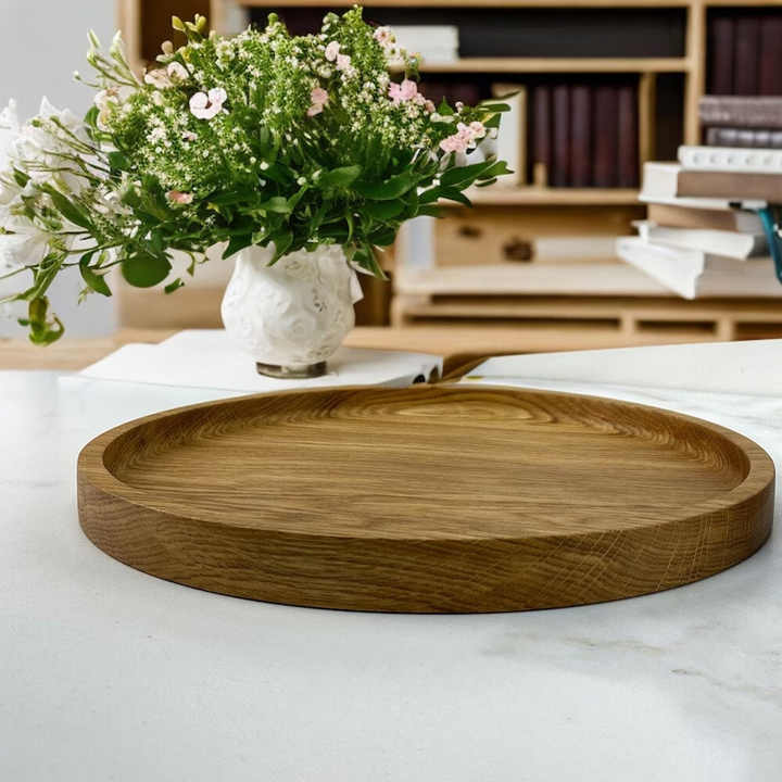 Handmade Rustic Oak Wood Serving Tray Natural Table Top Platter Custom ...