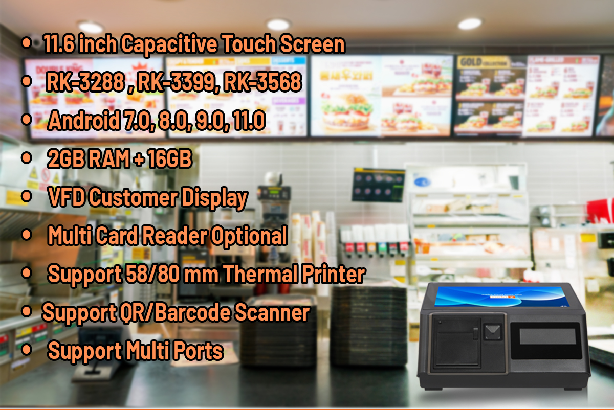 11.6 Inch Display Android 11 All In One Retail Pos System For ...