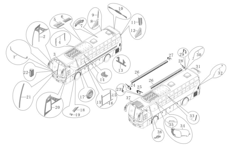 Original Bus Body Kit Auto Parts For Yutong King Long Higer Daewoo ...