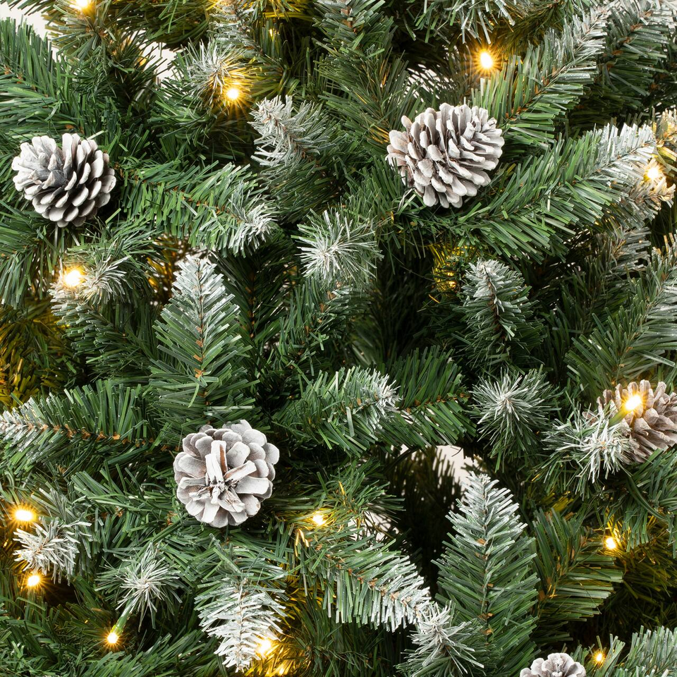 Classical Partially Flocked Design 6Ft Pre-Decorated LED Holiday Snowy ...