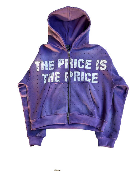 Custom High Quality Graphic Oversized Cotton Rhinestone Distressed Zip ...