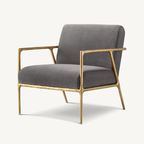 Modern Thaddeus Golden Track Arm Chair Hand Hammer Forged Metal Frame ...