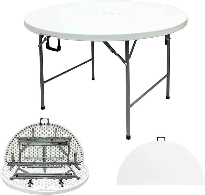 6FT 72inch HDPE Folding Round Table Tabletop 10 Seater Wedding Banquet ...
