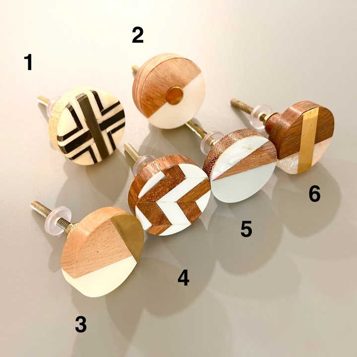 Wooden Knobs Combine With Stone-Bone-Brass- Resin Round Shape Varieties ...