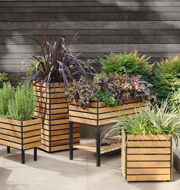 Outdoor Natural Wooden Rectangle Planters for Home & Garden