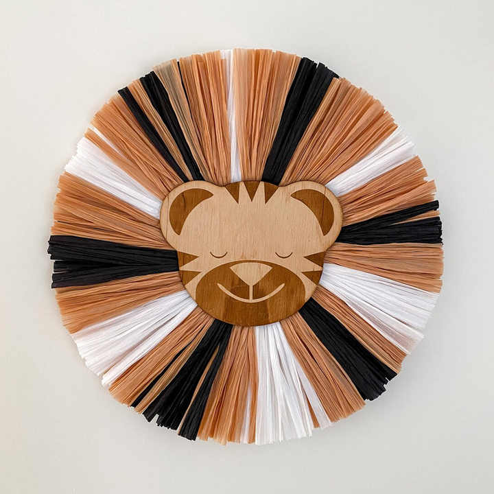 Modern Style Straw Lion Face Decoration For Home Hanging Wall Other ...