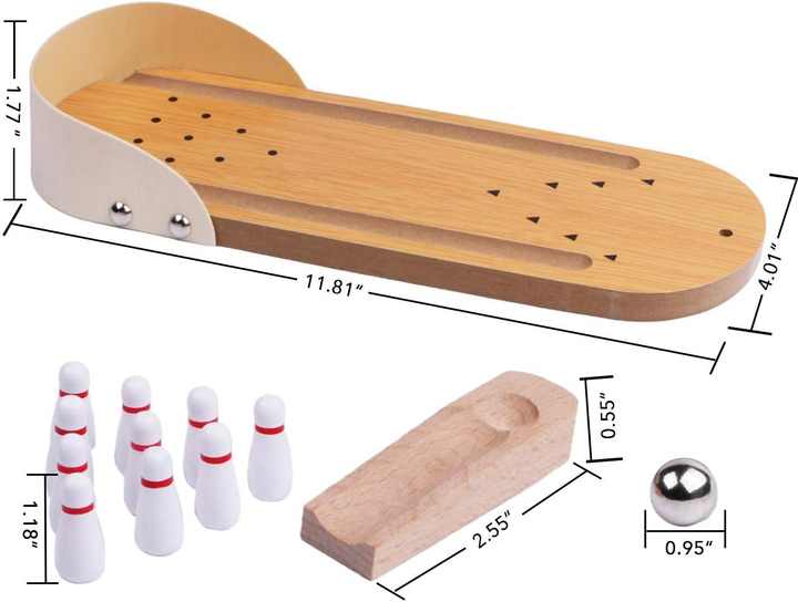 Customized Good Quality Natural Wooden Mini Table Finger Bowling Game ...