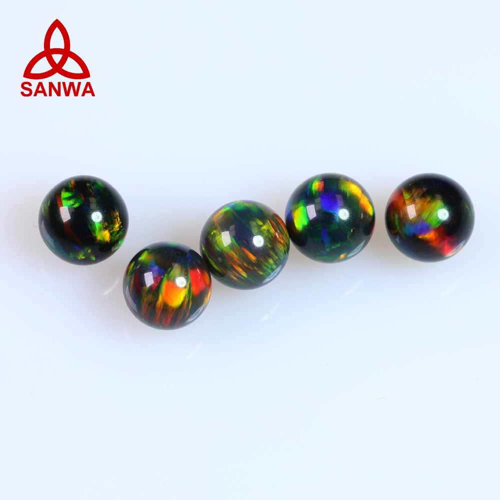 Sanwa 14 Colored Opal OP713 - Black Opal Yellow & Green Fire