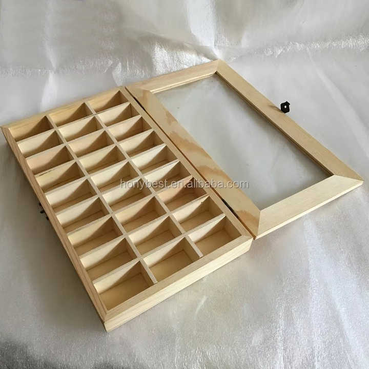 Custom Pine Wood Boxes with Hinged Glass Lid - Storage & Display